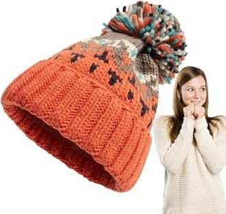 Generico Winter Beanie - Bonnet de protection en laine douce et &eacute;lastique pour femme, Orange