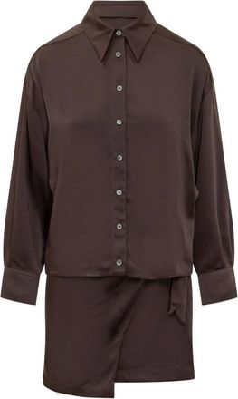 Pinko Pinko, Femme, Robes, Brun, Taille: 42 FR Asfodelo Abito Twill