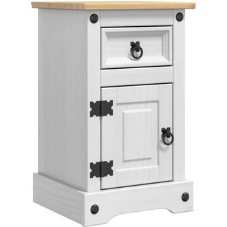 vidaXL vidaXL Table de chevet Corona Blanc 35 x 32,5 x 58 cm Pin massif