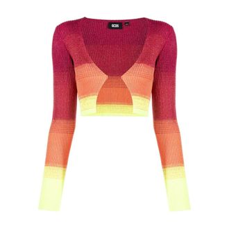 GCDS Rosa Lurex Gradient Mini Cardigan - - Knitwear - Damen - Mehrfarbig - L