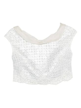 Gemy Maalouf haut crop &agrave; design en dentelle - Argent