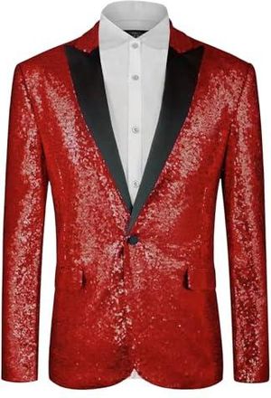 Generic Robe ample décontractée à paillettes dorées pour homme, Rouge, L