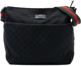 Gucci Hobo Bags - GG Canvas Web Crossbody - Gr. unisize - in Schwarz - f&uuml;r Damen