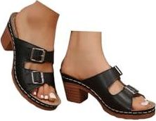 Generic Tongs pour femme - Sandales &agrave; talon bloc bas - Tongs &agrave; talons &eacute;pais - Sandales habill&eacute;es &agrave; enfiler - Sandales de f&ecirc;te - Sandales l&eacute;g&egrave;res pour femme - 