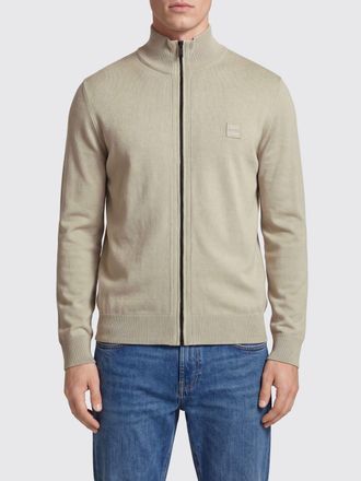 HUGO BOSS Sweat zipp&eacute; &agrave; col roul&eacute; en coton et cachemire