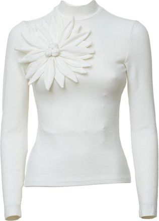 Farm Rio Farm Rio - T-shirt &agrave; manches longues avec application florale - Femme - Pulls - Blanc - Taille: 36 FR