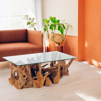 Pier Import Pier Import - Table basse plateau en verre sur racine de teck arizona