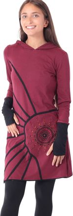 Purewonder Alternatives Kleid Kapuzenkleid mit Mandala dr77 Rot XXL