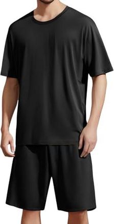 Generic MODSGUE Pyjama pour homme &agrave; manches courtes - Deux pi&egrave;ces - Doux - Shorty - Couleur unie - Col rond - T-shirt - Pantalon de pyjama - Combinaison dint&eacute;