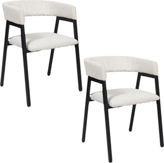 The Home Deco Factory Lot de 2 fauteuils design en tissu côtelé SCOTT