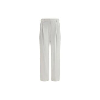 Brunello Cucinelli Femme, Pantalons, Blanc, Taille: 38 FR Cotton Tailored Dress Pants