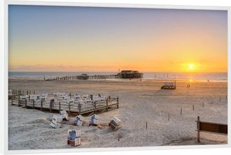 artboxONE Poster mit weißem Rahmen 60x40 cm Natur Sankt Peter-Ording Sonnenuntergang - Bild Sankt Peter-ording