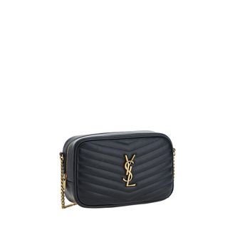 Saint Laurent Womens Black Calf Leather Bos Taurus Shoulder Bag