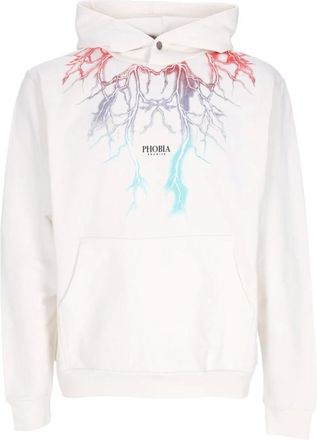 Phobia Archive Homme, Sweatshirts et sweats &agrave; capuche, Blanc, Taille: L Bicolor Lightning Print Sweat &agrave; capuche
