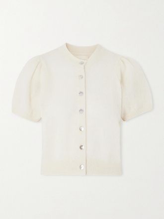 D&ocirc;en Cardigan En Alpaga M&eacute;lang&eacute; &Agrave; Fronces Anisa - Ivoire