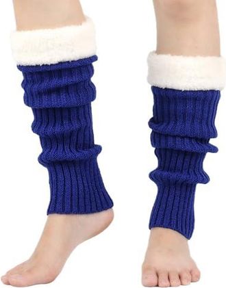 Generic Chaussettes tricot&eacute;es originales pour femmes Chaussettes chaudes en tricot poilu Chaussettes empil&eacute;es No&euml;l Chauffage de bureau, bleu ciel, taille uniq