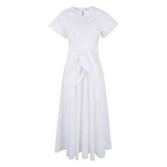 Patou Femme, Robes, Blanc, Taille: 36 FR Robe Midi Nou&eacute;e &agrave; Manches Courtes