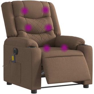 vidaXL Fauteuil inclinable de massage électrique marron tissu Vidaxl