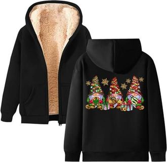 Generic Sweatshirt Polaire pour Femme &agrave; Fermeture &eacute;Clair Imprim&eacute; Amusant De No&euml;L P&egrave;Re No&euml;L Pull &eacute;Pais Sweat &agrave; Capuche Basique Workout Automne Hiver Sweat Femm
