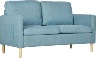 HOMCOM 2-Sitzer Sofa Moderner Sessel gepolstert in Polyester mit 2 Seitentaschen Armlehnen und Holzbeinen f&uuml;r Schlafzimmer B&uuml;ro Belastung 200 kg 143x76x83 cm