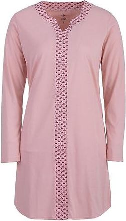 Zeitlos Chemise de nuit &agrave; manches longues pour femme - Manches courtes - Bordure florale - M-2XL - Motif int&eacute;gral, Rose, XXL