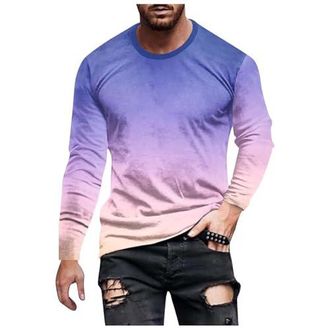 Generic T-shirt pour homme, d&eacute;contract&eacute;, doux et confortable, en coton, avec petit imprim&eacute; et col rond pour homme, lilas, 3XL