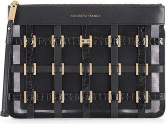 Elisabetta Franchi Femme, Sacs, Noir, Taille: ONE Size Sac Enveloppe en Filet avec Anneaux