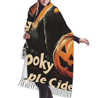 Generic Halloween Avec Citrouille, Chauve-Souris, Fant&ocirc;me Et Cr&acirc;ne Femme Scarf Avec Gland Foulard Douce Ch&acirc;le Pour Soir&eacute;e Mariage Cadeau Automne
