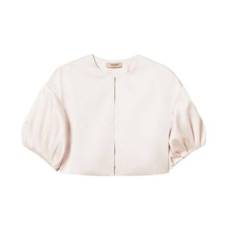 Twinset Femme, Vestes, Rose, Taille: 38 FR Veste &agrave; Manches Bouffantes en Satin Duchesse