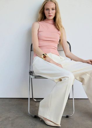 Mango Top ajust&eacute; maille fine rose pastel - Femme - XXS - MANGO