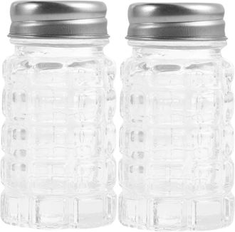 Cabilock 2 St&uuml;ck Teiliges Salz Pfefferstreuer Glas Kompakte Gew&uuml;rzflaschen Praktischer K&uuml;chenbeh&auml;lter f&uuml;r Unterwegs Platzsparend und Langlebig aus Edelstahl f&uuml;