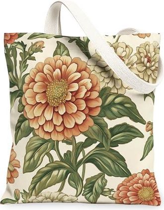 Generic Spring Zinnia Sac fourre-tout en toile pour faire du shopping, 33 x 38,1 cm, motif floral sauvage, sac d&eacute;picerie r&eacute;utilisable pour femme, esth&eacute;tique, 