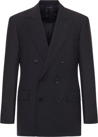 Tom Ford Homme, Vestes, Noir, Taille: M Blazer crois&eacute; en laine