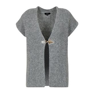Fay Femme, Pulls, Gris, Taille: 38 FR Cardigan sans Manches &agrave; Sequins