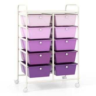 Giantex Chariot à roulettes empilable avec 10 tiroirs - Chariot de salle de bain avec roulettes verrouillables - Chariot de rangement pour cuisine, salle de b