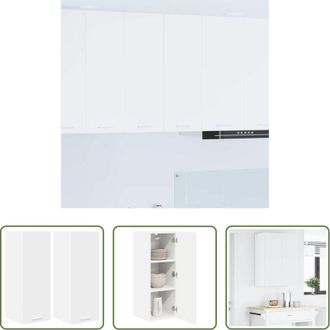 vidaXL K&uuml;chenschrank Holzwerkstoff - H&auml;ngeschrank mit T&uuml;r 2 pcs Wei&szlig; 30 x 31 x 80 cm Holzwerkstoff