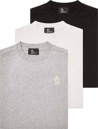 Moncler Moncler Logo Patch Cotton Blend T-shirt (three Pack), Women, Multicolour, Size: Xs