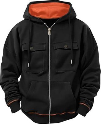 Generic Sweat &agrave; capuche l&eacute;ger uni pour homme 2026 avec fermeture &eacute;clair 1/4 - Sweat &agrave; capuche d&eacute;contract&eacute; &agrave; manches longues avec v&ecirc;tements pour entra&icirc;nement i
