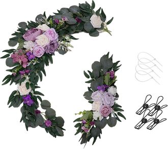 Harayaa 2 St&uuml;cke Hochzeitsbogen Blumen Hochzeitsarrangement Dekorationen Willkommensblume Seidenblume Blumengirlande f&uuml;r Zuhause Hintergrunddekoration, Veilch