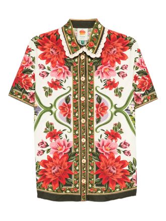 Farm Rio floral scallop-collar shirt - Wei&szlig;