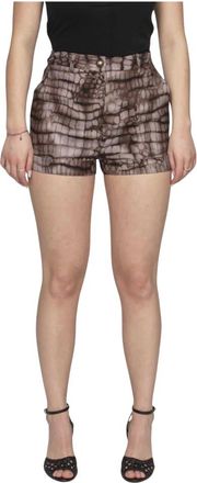 Elisabetta Franchi Femme, Shorts, Brun, Taille: 42 FR Short L&eacute;ger en Jersey avec Imprim&eacute; Alligator