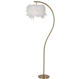 Paris Prix Lampadaire Imitation Plume Semi Arc 170cm Or & Blanc