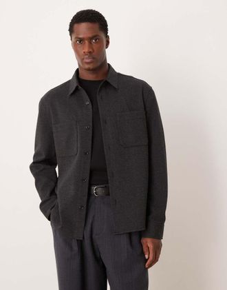 Mango Surchemise en coton m&eacute;lang&eacute; - Anthracite-Gris