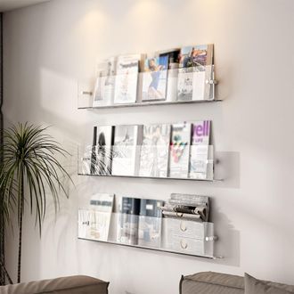 Generic Snackregale,Wandmontiertes Zeitschriftenregal aus transparentem Acryl,2- oder 3-st&ouml;ckiger Prospektst&auml;nder f&uuml;r B&uuml;ro,Kirche,Wartezimmer,Caf&eacute;,40,50,60,70