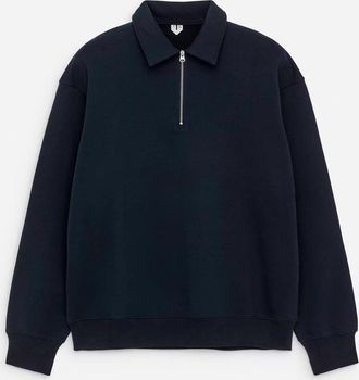 Arket Sweatshirt Aus Baumwolle Mit Kurzem Rei&szlig;verschluss -Blau