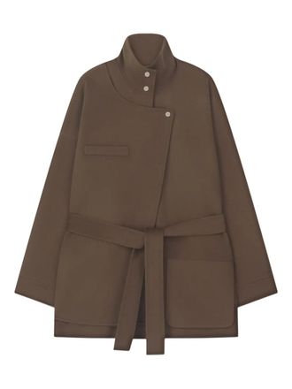 &Aacute;eron Alistair belted funnel-neck coat - Braun