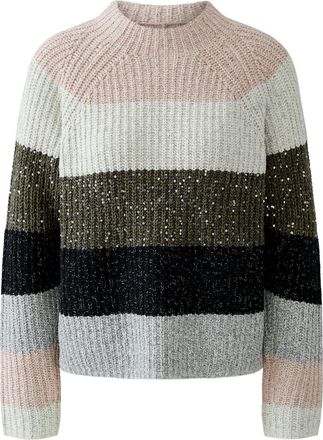 Oui Damen Pullover oversized geschnitten Gestreift