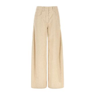 Brunello Cucinelli Gef&auml;rbte Hose - - Trousers - Damen - Beige - S