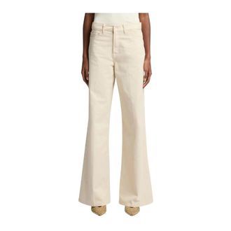 7 For All Mankind Lotta Wide Pantalons - Femme - Pantalons - Beige - Taille: W27