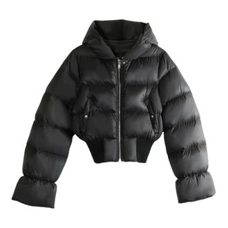 Rick Owens Schwarze Daunenjacke kurzer Rei&szlig;verschluss - - Jackets - Damen - Schwarzk - S